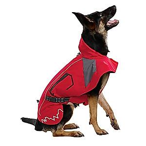 Wantdo Large Dog Padded Rain Jacket Waterproof Warm Winter Jacket Refletive Size 23 Red