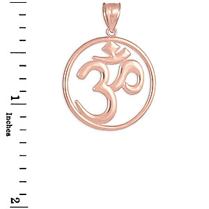 Sideways Crosses 14k Rose Gold Openwork Hindu Meditation Charm Yoga Om Pendant (Rose-gold)