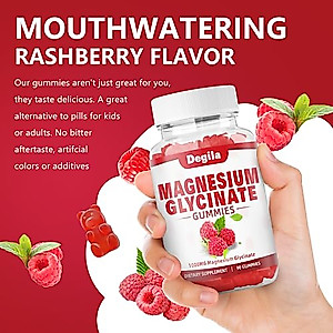Magnesium Glycinate Gummies 1000mg with Magnesium L-Threonate ，Chelated Magnesium Potassium Complex Supplement with VitD, B6, CoQ10, Calcium,Supports for Memory, Calm, Mood - 90 Raspberry Gummies..