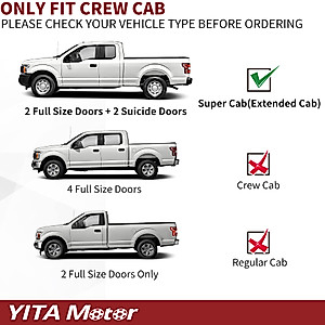 YITAMOTOR 6 Inches Running Boards Compatible with 2015-2024 Ford F-150 SuperCab, 2017-2024 Ford F250 F350 SuperCab Aluminum Black Side Steps Nerf Bars