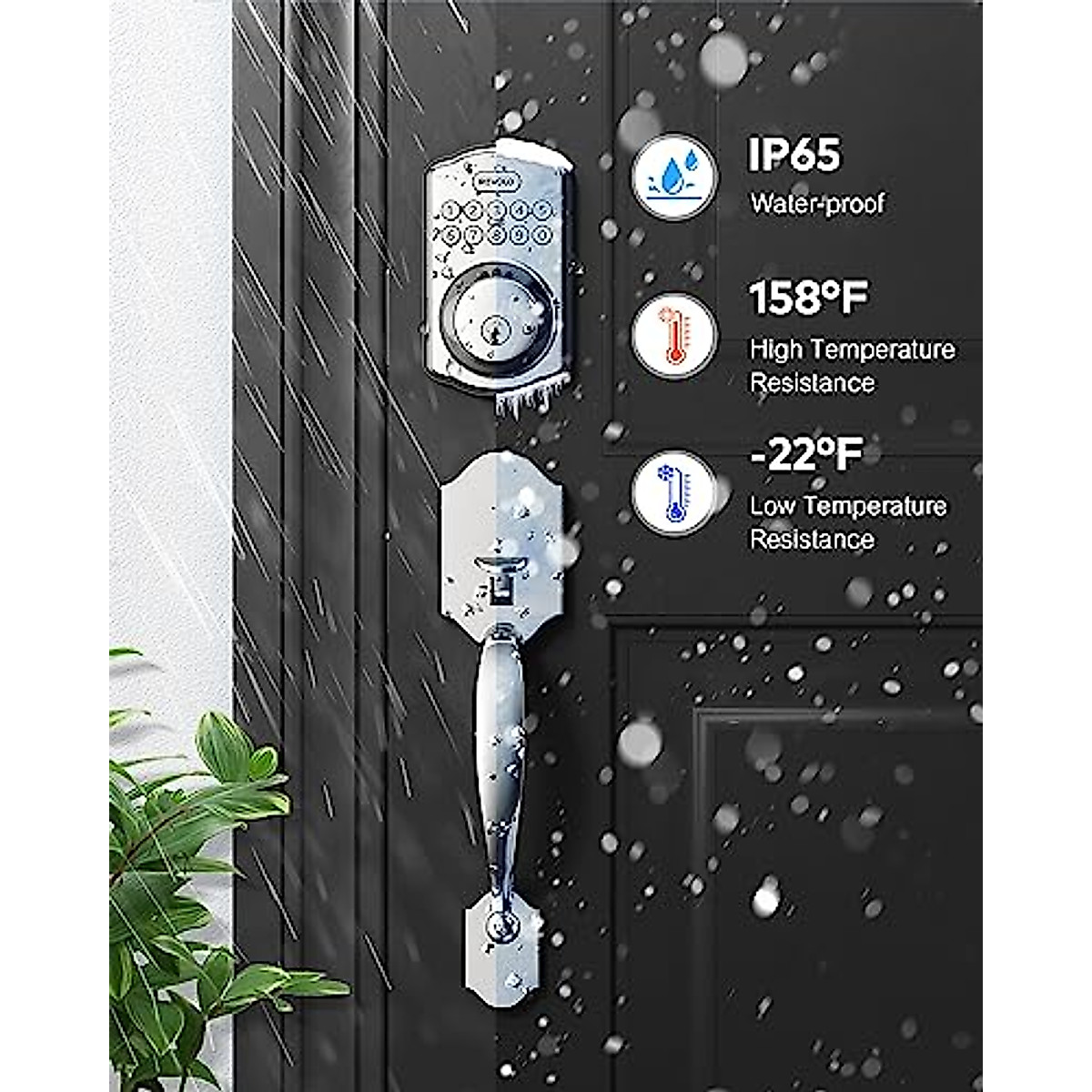 Revolo RE001 Electronic Keypad Deadbolt, Keyless Entry Door Lock, Keyed Entry, Auto Lock, Smart Lock with Handle, Front Door Handle Sets, Anti-Peeking Password, Satin Nickel