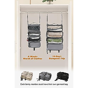 ELEZAY Hanging Packing Cubes with Compression Capability Portable 4-Shelf Closet for Travel Collapsible Space Saver Bag Clothes Organizer for Carry-on Luggage Suitcase Small_18*9 * 7 IN, Lightgrey