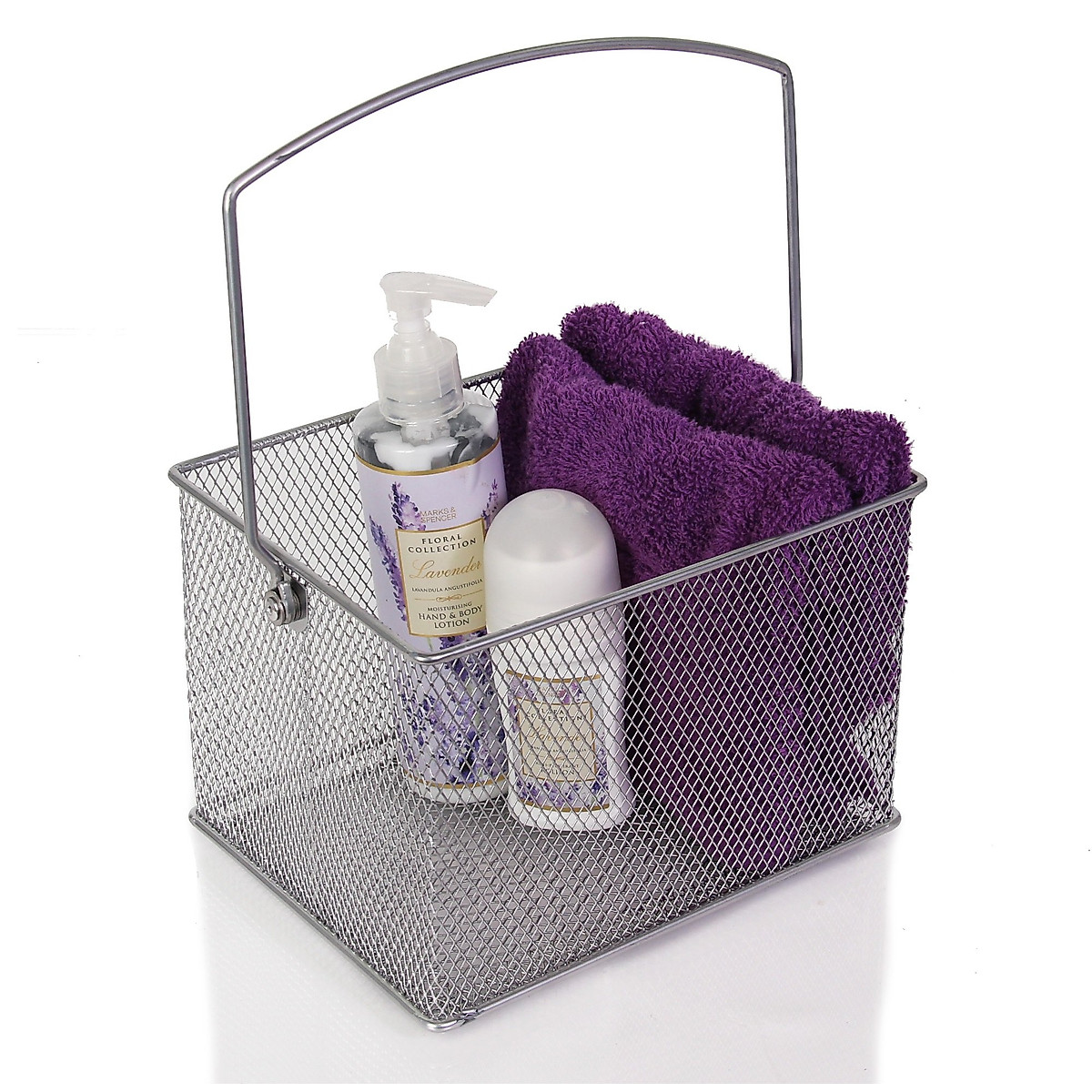 YBM Home Rectangle Mesh Silver Condiment Caddy, Kitchen Supply, Utensil, Silverware Organizer Cutlery Holder Flatware Storage Napkin Holder Carrier (1)