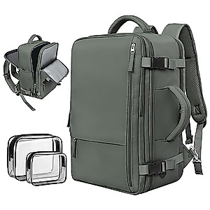 Rinlist Carry-on Travel Backpack For Women Men Flight Approved, Anti-theft Casual Daypack, Hiking Backpack Waterproof Sports Hand Luggage Rucksack, Travel Must Haves Essentials, Olive-green