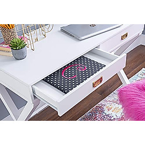 Linon Desk, White, 44"W x 20"D x 30"H