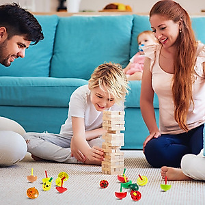 28 Pcs Wooden Spinning Top Spinning Toy Gyroscope Toy Fruit Wooden Spin Top Colorful Educational Toys Students School Kindergarten Fidget Spinner for Balance and Coordination Skills Party Games Gifts