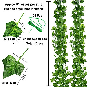 AlphaMeow 86 Ft 12 Strands Artificial Ivy Garland Fake Plants, Vine Hanging Garland, Hanging for Garden,Office, Wedding Wall Decor, Home Kitchen Indoor & Outdoor Decoration,Green