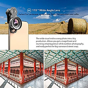 Apexel HD Mobile Phone Camera Phone Lens Set - 10x Macro Lens, 2X Telephoto Lens, 110°Wide Angle, 170°Super Wide Angle, 195°Fisheye for Dual Lens/Single Lens iPhone Pixel Samsung Galaxy Smartphones