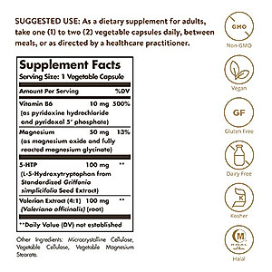 Solgar 5-HTP 100 mg, 90 Vegetable Capsules - Promotes Relaxation - Positive Mood & Stress Support - Non-GMO, Vegan, Gluten Free, Dairy Free, Kosher, Halal - 90 Servings