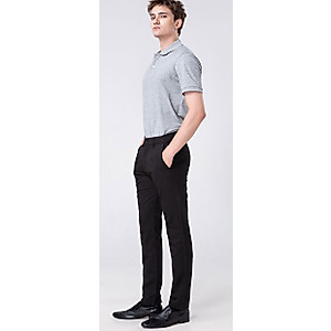 Plaid&Plain Men’s Slim Fit Dress Pants Stretch Dress Pants 8101Black 30X34