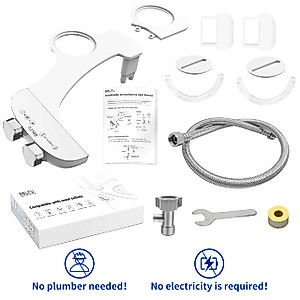 BBLFU Ultra-Slim Bidet Attachment for Toilet,Non-Electric Fresh Water Sprayer Bidet,Self-Cleaning Dual Nozzle (Frontal & Rear Wash) Bidet for Existing Toilet Seat,Adjustable Water Pressure,White