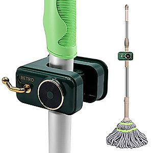 KN FLAX Broom Holder Wall Mount Self Adhesive Broom Gripper, Cleaning Supplies and Household Hanger for Storage, Laundry and Apartment Room, Must Have Organizer, Multi-Functional Holders - Green