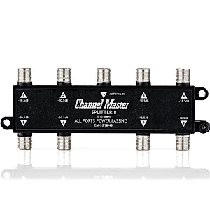 Channel Master Splitter 8, 8-Way Splitter with Power Passing Capability for TV Antenna and Cable Signals