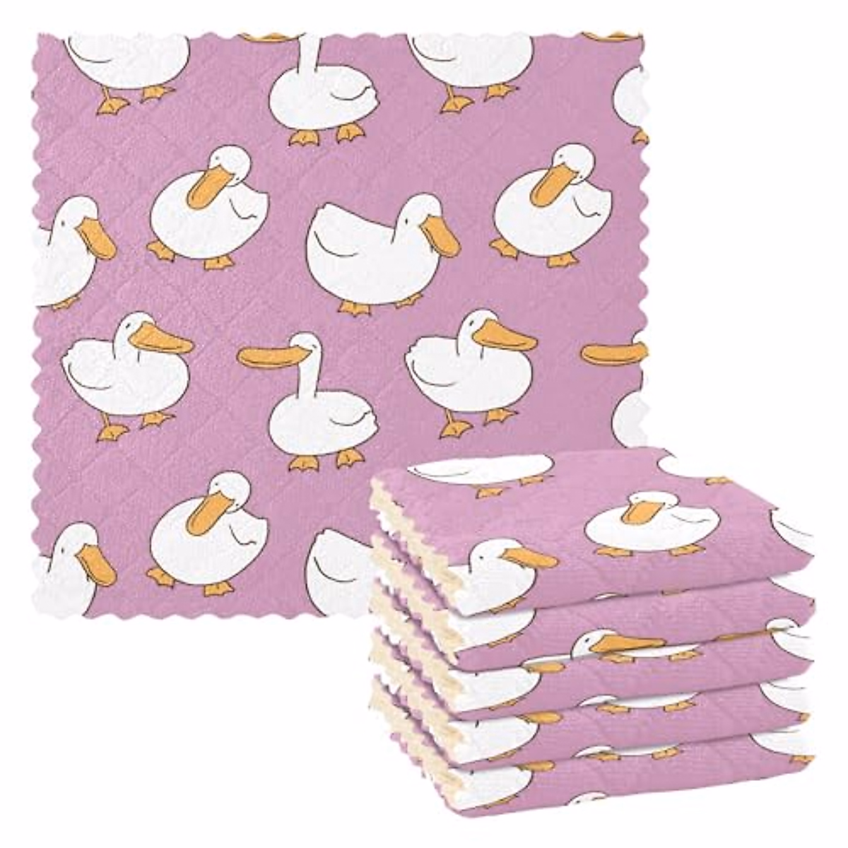 FRODOTGV Hand Drawn Cartoon Duck Car Cleaning Cloth Door Tea Towels Kitchen Printed Terry Dish Cloths for Kitchen Kitchen Hand Towels Coffee