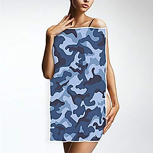 Blueangle Camo Hand Towel Blue Military Camouflage Towels Soft Highly Absorbent Towel Bath Decor for Bathroom Gym Spa, 30x15 inch