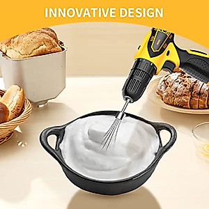 3Pcs Hand Mixer Electric Attachments Set for Drill, HOMICOZY Stainless Steel Mixer Electric Handheld Egg Beater, Whisk & Dough Hook for Drill, Mixer Handheld Drill Attachments for Drill (Not Included) Dishwasher Safe 7.5inch