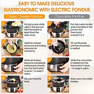 Electric Fondue Pot Set,2-Quart 1000-Watt Non-Stick Fondue Maker with Temperature Control,8 Forks,Perfect for Chocolate, Cheese, Caramel