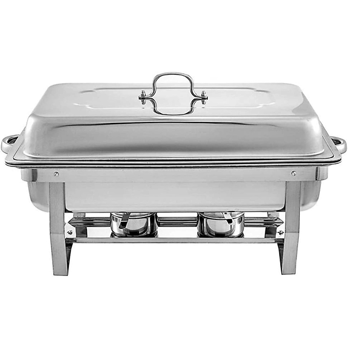 UZOURI Stainless Steel Chafing Dish Sets 2 Pieces, Chafing Dish Set Food Warmer Buffet with Folding Frame Food Pans, for Catering Buffet Warmer Tray Dining(Size:Single Grid) (Single Grid)