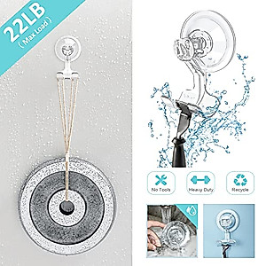 VIS'V Suction Razor Hooks, Clear Removable Suction Cup Razor Holder Shower Wall Heavy Duty Suction Shaver Holder Bathroom Kitchen Suction Hooks for Razor Towel Loofah Utensils Plug Wreath - 2 Pcs