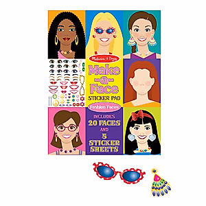 Melissa & Doug Make-a-Face Sticker Pad - Fashion Faces, 20 Faces, 5 Sticker Sheets - FSC Certified