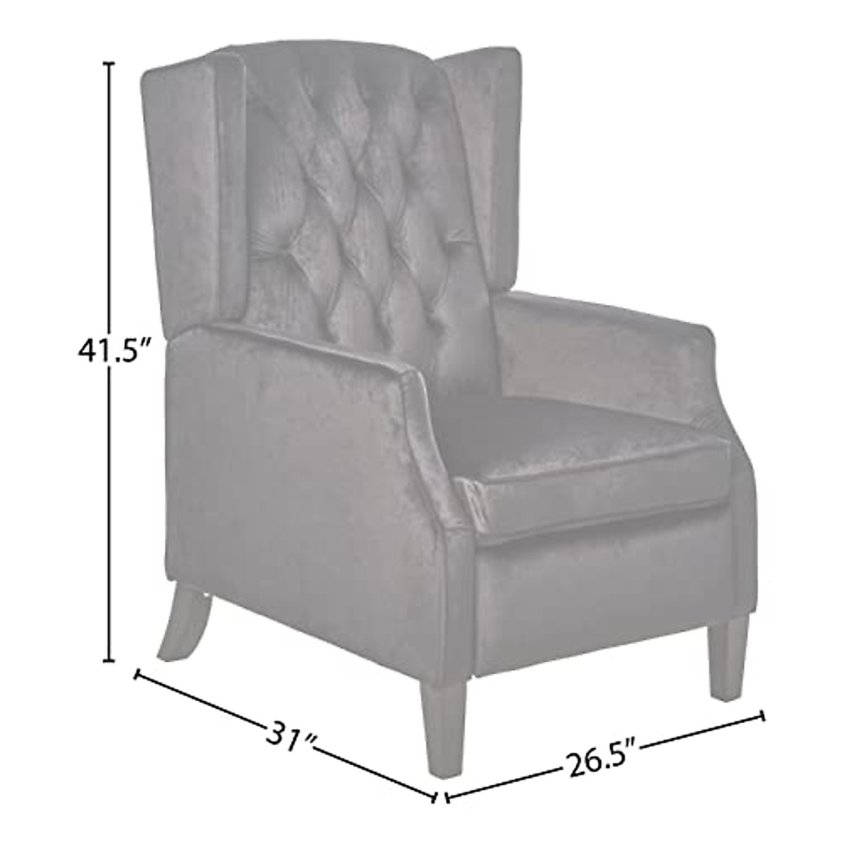 Christopher Knight Home Diana Wingback Recliner, Black + Dark Brown