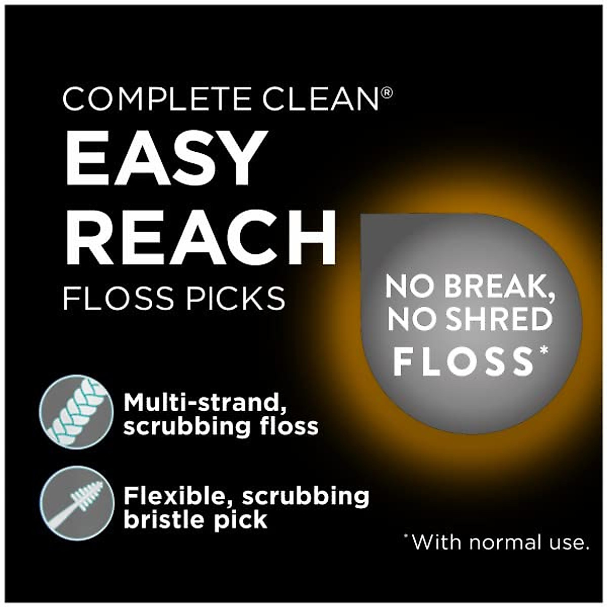 DenTek Complete Clean Easy Reach Floss Picks, Advanced Fluoride Coating, Mouthwash Blast Flavor, 75 ct. (Pack of 2)