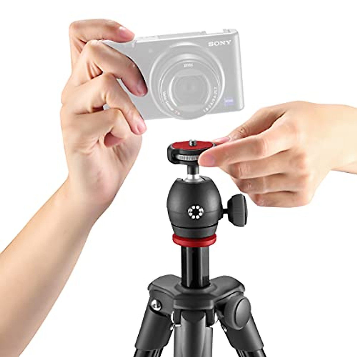 JOBY Compact Light Kit, Smartphone/Camera Tripod with Ball Head, Universal Smartphone Holder, Carrying Bag, for CSC, DSLR, Mirrorless Camera, Smartphone, Colour: Black, 1.5 Kg Capacity