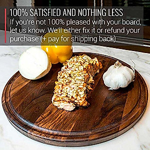 Made in USA Walnut Cutting Board by Virginia Boys Kitchens - Butcher Block made from Sustainable Hardwood (Round - 13.5)