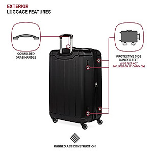 SwissGear 6297 Hardside Expandable Luggage with Spinner Wheels, Black, Carry-On 18-Inch