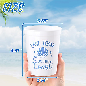 Tuitessine Last Toast On The Coasts Bachelorette Party Plastic Cups 12PCS Costal Stadium Cups Bridal Showers Party Favors Decorations Reusable Party Cups Supplies 16OZ