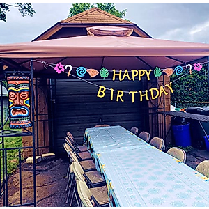 JeVenis Glittery Moana Birthday Banner Moana Cake Topper Moana Birthday Party Decoration Hawaiian Birthday for Tropical Luau Summer Party