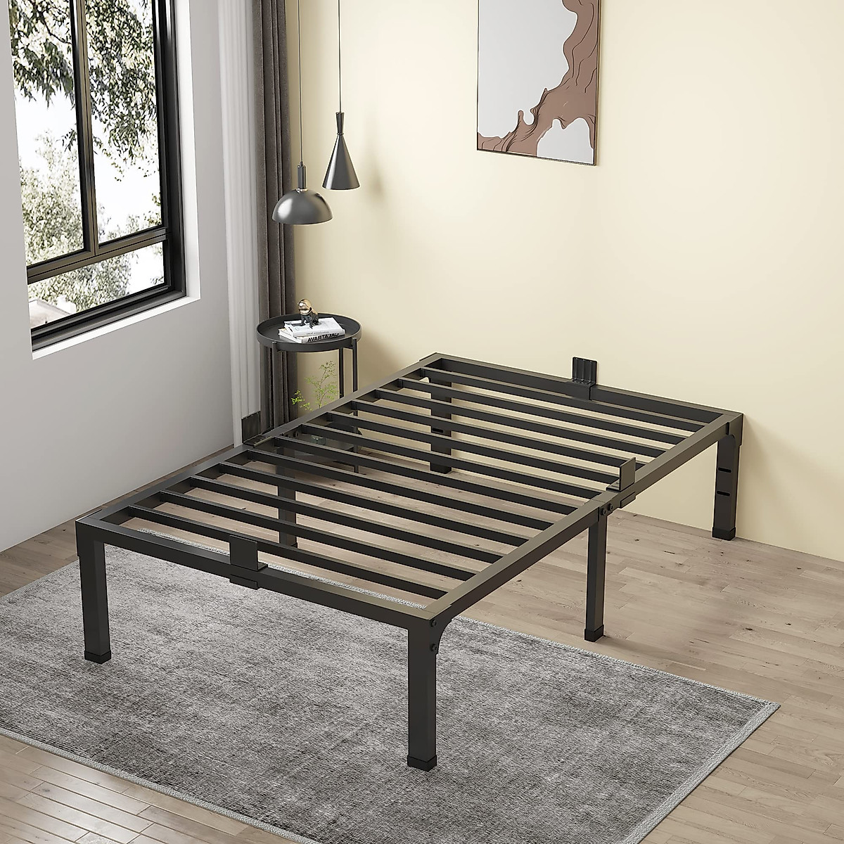 MAF 12 Inch Twin Bed Frames with Mattress Slide Stopper Black Heavy Duty Metal Platform Bed Frame Steel Slat Support, No Box Spring Needed, Noise Free, Easy Assembly