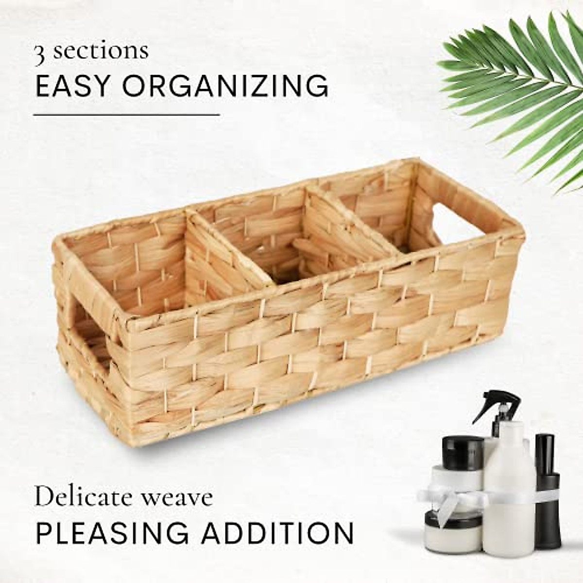 CHI AN HOME Wicker Hyacinth Storage Cubes + Bathroom Baskets