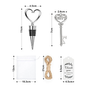 36 Pieces Heart Shape Wine Stopper Wedding Bridal Favor for Guests, with 36 Pieces Wine Bottle Opener, Wedding Favors for Guests