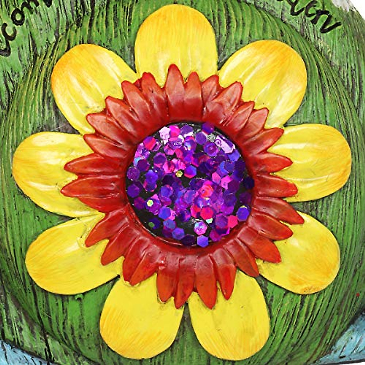 Exhart Colorful Snail Statue w/Welcome & Flower, Durable and Cute Resin Garden Décor, 10"x5.0"x8.5"