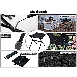 AnYoker Camping Chair, 2 Way Compact Backpacking Chair, Portable Folding Chair, Beach Chair with Side Pocket, headrest and Foot Rest, Lightweight Hiking Chair 01666 （Black）