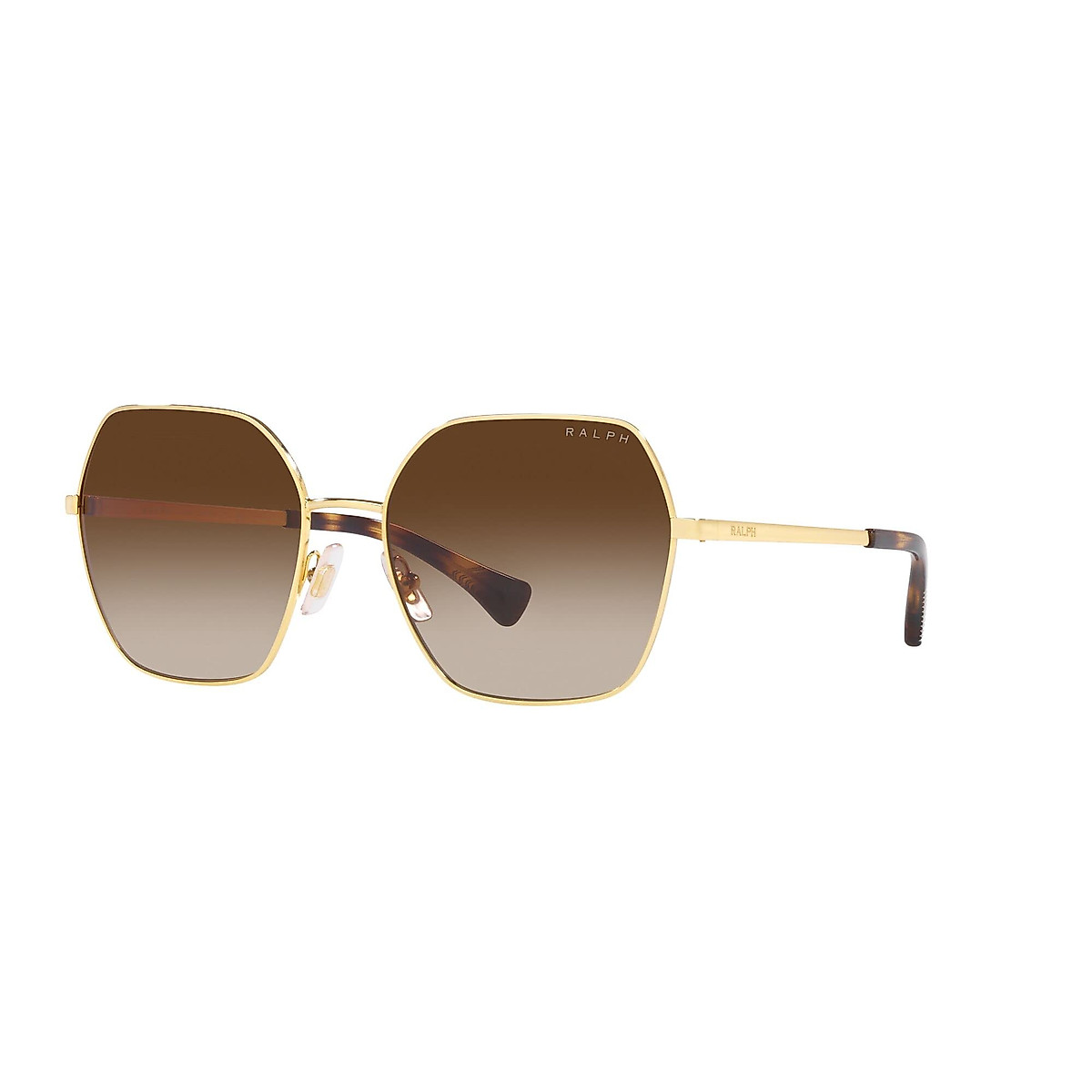 Ralph by Ralph Lauren Women's RA4138 Square Sunglasses, Shiny Gold/Gradient Brown, 58 mm