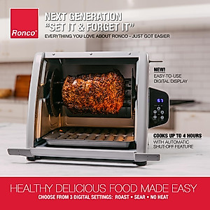 Ronco 6000 Platinum Series Rotisserie Oven, Digital Display, 12-Pound Capacity, Auto Shutoff, Includes Rotisserie Spit, Multi-Purpose Basket, 3 Cooking Functions: Rotisserie, Sear and No Heat Rotation
