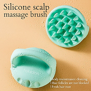 Foladion Silicone Manual Scalp Massager Exfoliator Waterproof Head Scrubber Shampoo Brush Soft and Gentle for Men Women Kids (Green(Thick Head) 1PC)