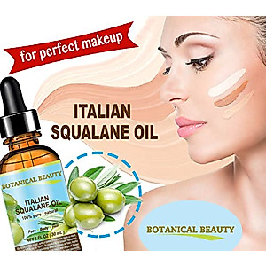 Botanical Beauty SQUALANE Italian Olive. 100% Pure Natural Undiluted Oil. 1 fl.oz- 30ml. 100% Ultra-Pure Moisturizer for Face, Skin, Body, Hair. Reliable 24/7 Skincare Protection