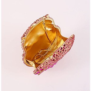 UMREN Cute Owl Clutch Women Crystal Evening Bags Luxury Handbag Rhinestone Wedding Party Purse Fuchsia