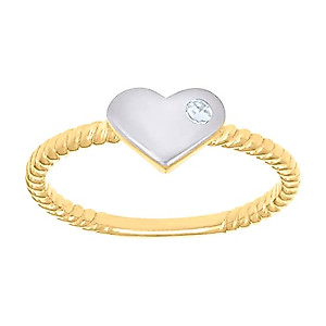 10k Two tone Gold Womens Love Heart Ring Measures 6.3mm Wide Jewelry for Women