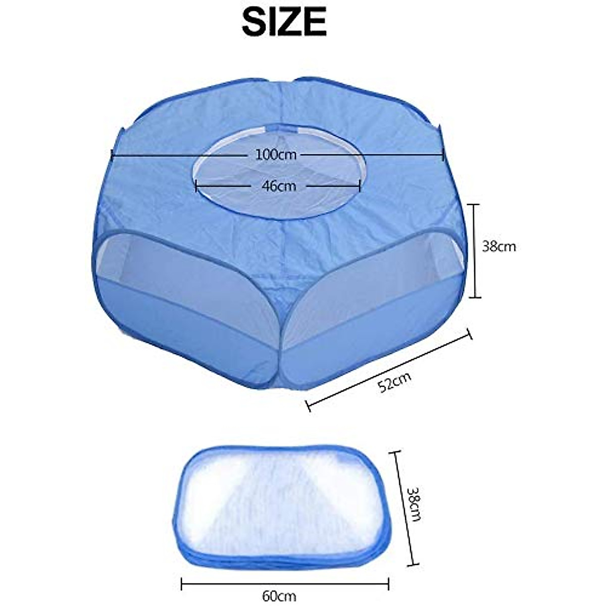 M MAIUS Small Animal Playpen, Pet Cage with Top Cover Anti Escape, Waterproof Small Animal Cage Transparent Yard Fence for Dog Cat Bunny Puppy Rabbits Guinea Pig Hamster Chinchillas Playpen (New Blue)