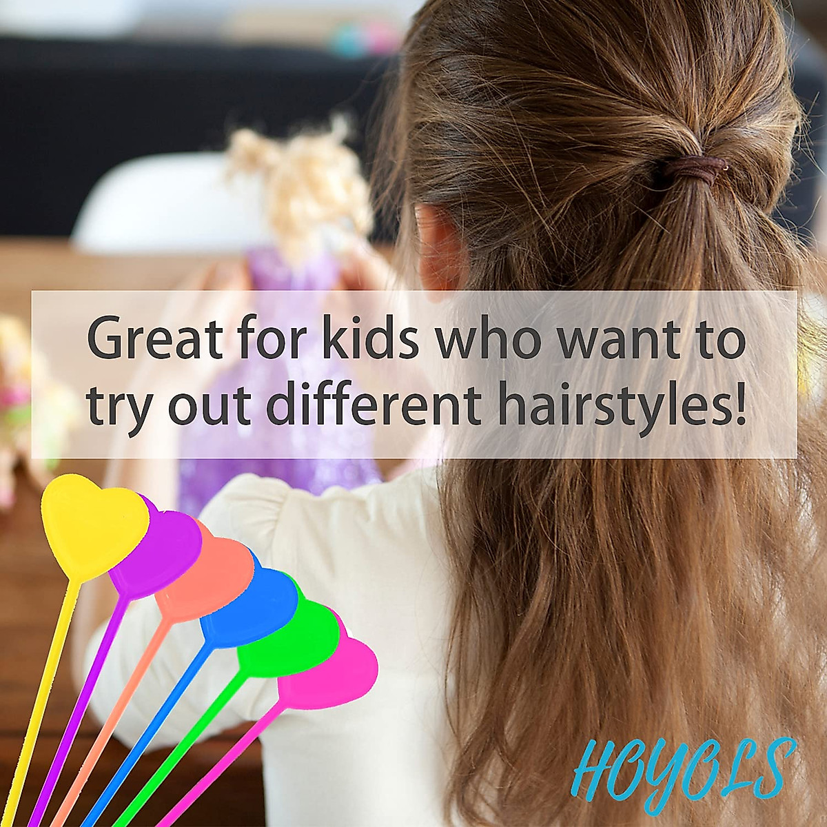 Hoyols Quick Hair Beader for Loading Beads Braid Stringer Hair Beading Tools Kit Ponytail Maker Styling Magic Topsy Tail for Kids Girls Colorful (12pcs Multi Color)