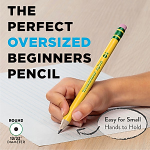 Ticonderoga® Beginners' Elementary Pencils, With Eraser, #2 Lead, Yellow Barrel, Pack Of 12