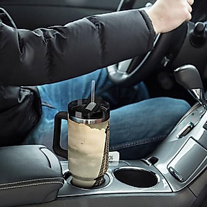 Flradish 40oz Tumbler with Handle, Vintage Eiffel Tower in Paris Stainless Steel Tumbler with Lid and Straws Double Wall Vacuum Insulated Leakproof Coffee Travel Mug