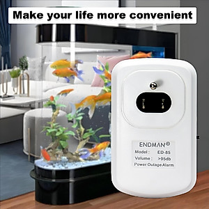 ENDMAN Power Failure Alarm for Freezer Alarm, Power Outage Alarm,Power Loss Alarm with Rechargeable Battery (Included) >95dB