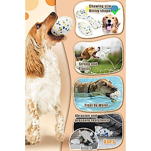 Moonorange Upgrade Bone Dog Balls Tough Dog Toys for Aggressive Chewers, Indestructible Chew Bone Toy Tennis Balls for Large Breed (White)