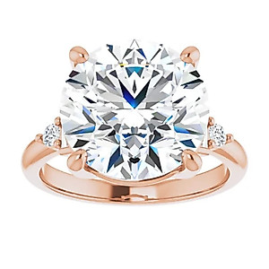 14K Gold Handmade 7 CT Round Cut VVS1 Colorless Moissanite Engagement Ring for Women Bridal Set Moissanite Wedding Ring for Gifts (Rose Gold, 7)