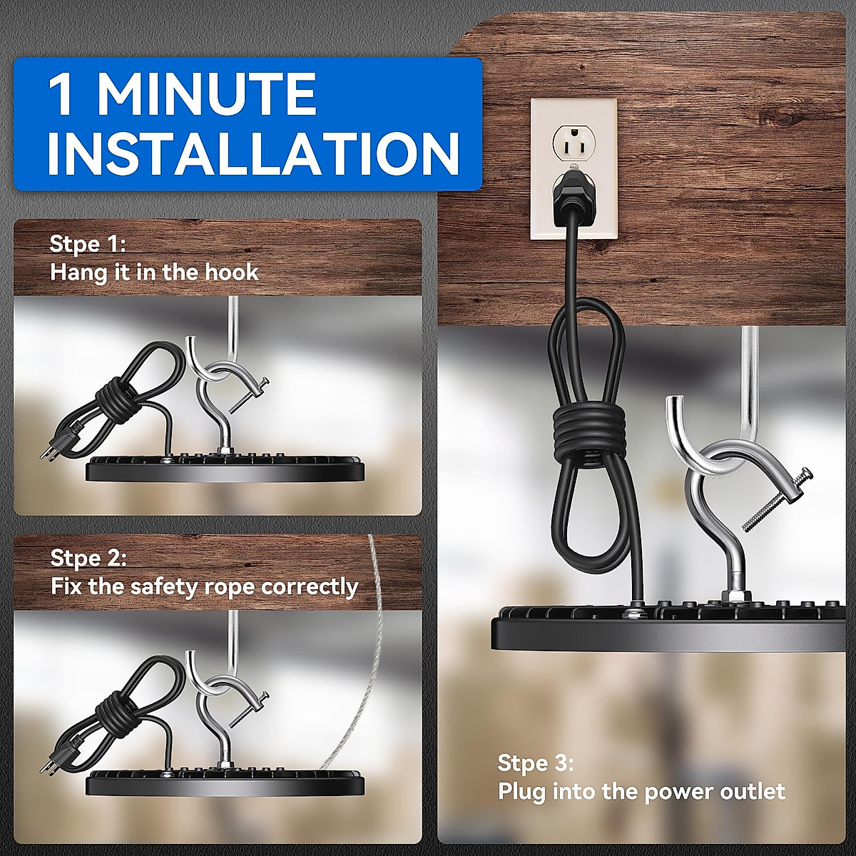 Yihuven UFO LED High Bay Light 150W, 21000lm (600W MH/HPS Equiv.), 5000K Daylight, IP65 Waterproof Commercial LED Shop Lights Fixture with 5' Cable US Plug for Warehouse Workshop Barn Factory, 2 Pack